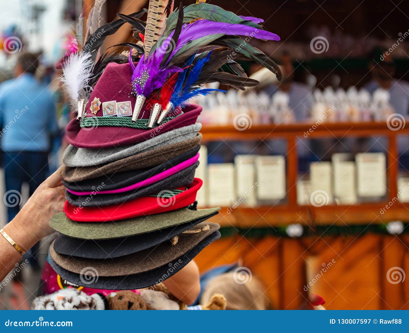 Traditional Hats with Feathers, Oktoberfest, Munich, Bavaria Editorial ...