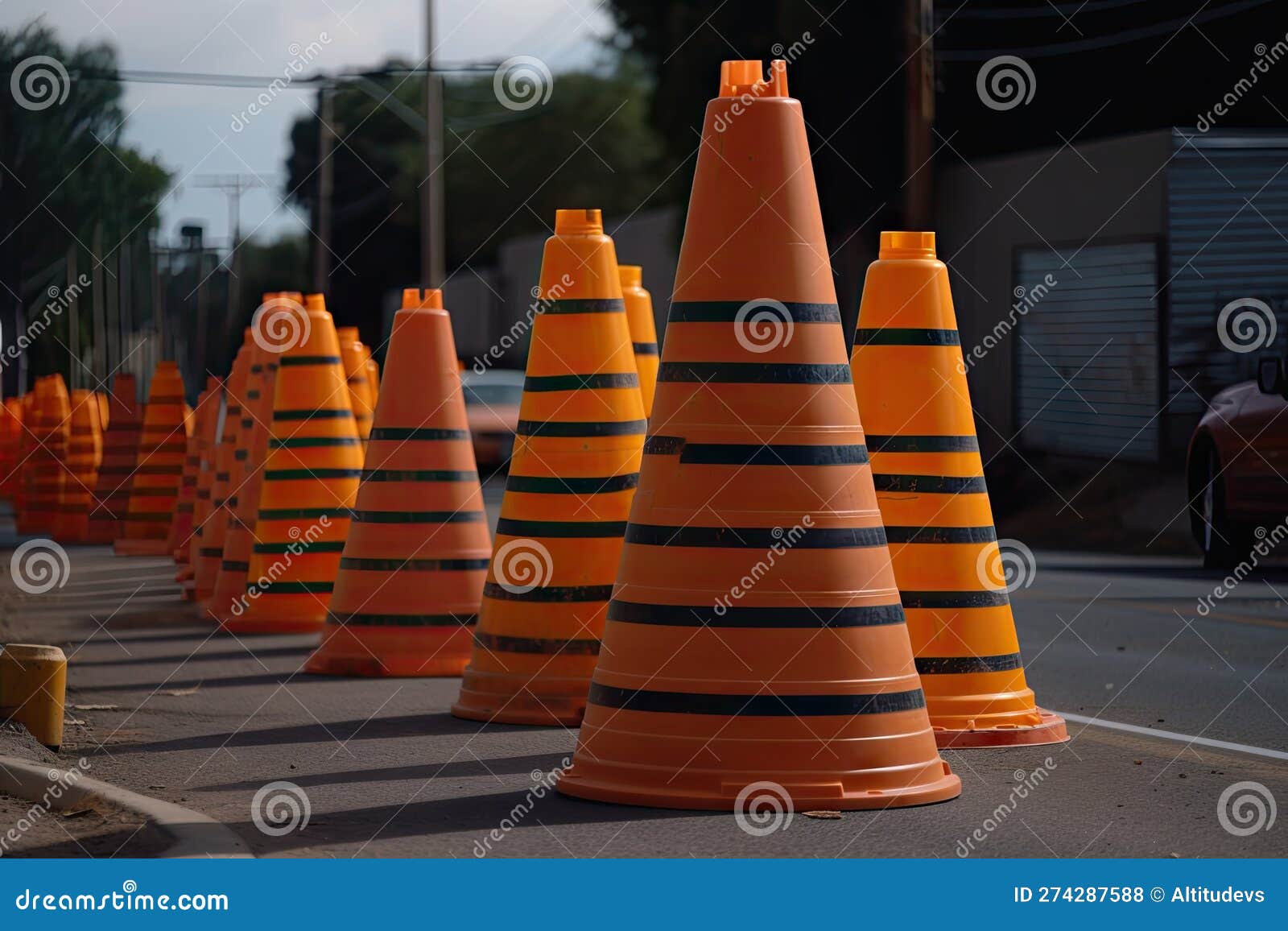 A Stack of Traffic Cones, Ready for a Construction Zone Stock ...
