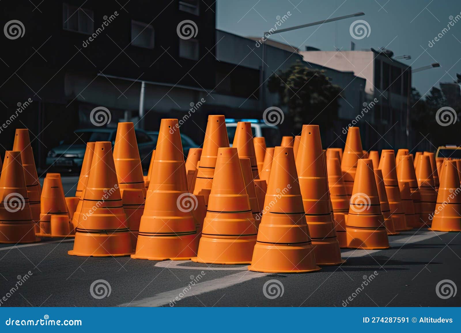 A Stack of Traffic Cones, Ready for a Construction Zone Stock ...
