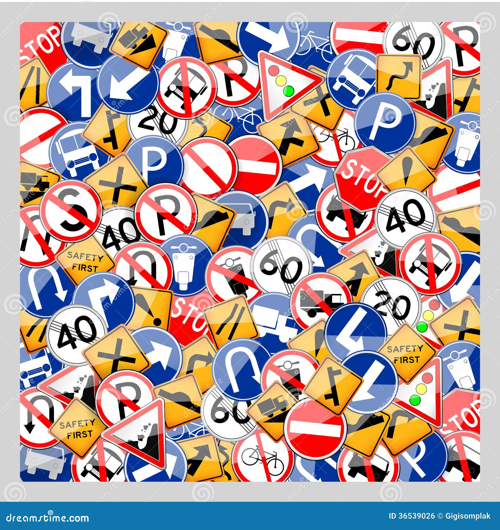 Stack of Traffic Sign stock illustration. Illustration of orange - 36539026