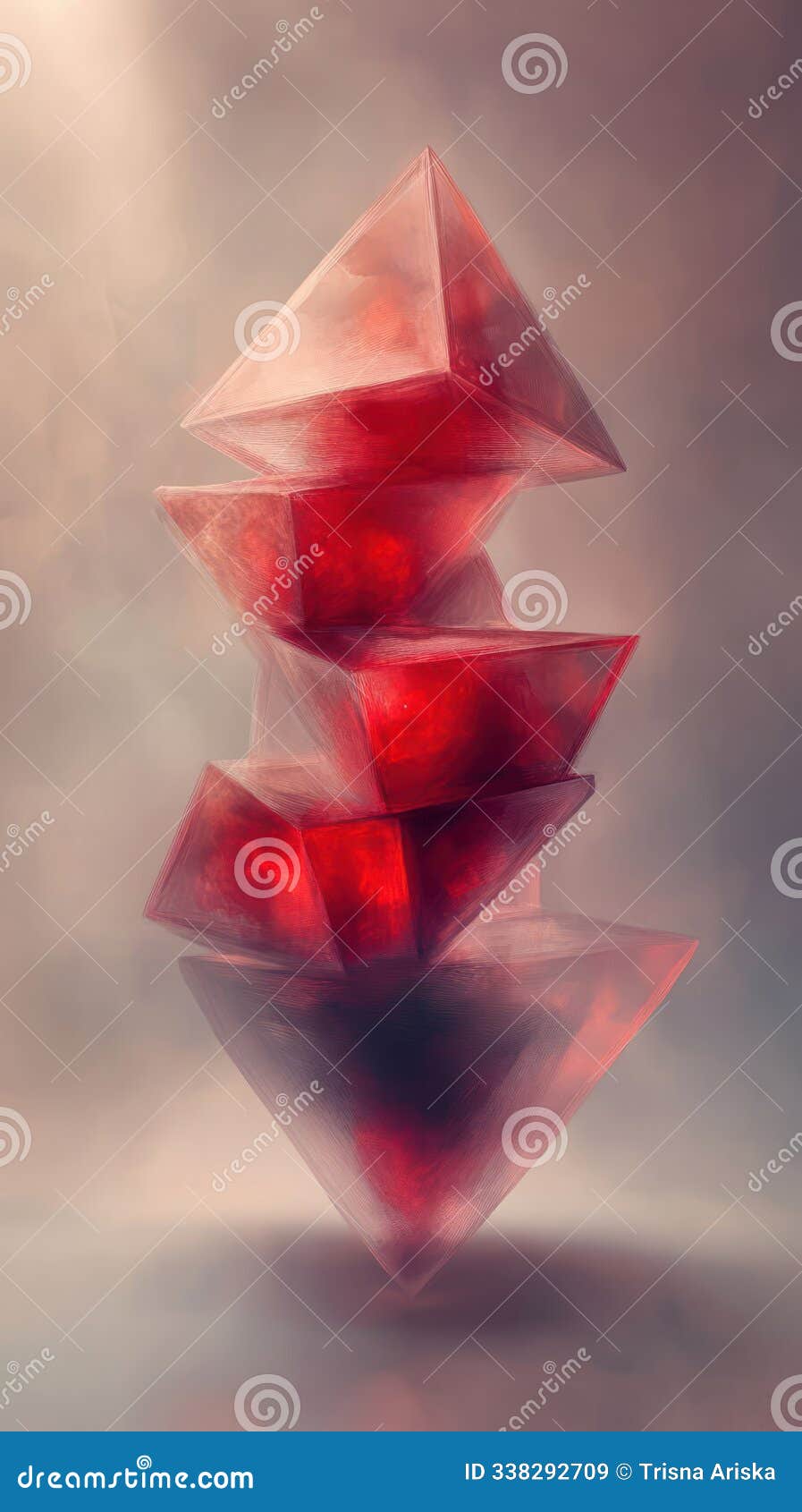 A Stack of Translucent Red Pyramids, Creating a Surreal and Artistic ...