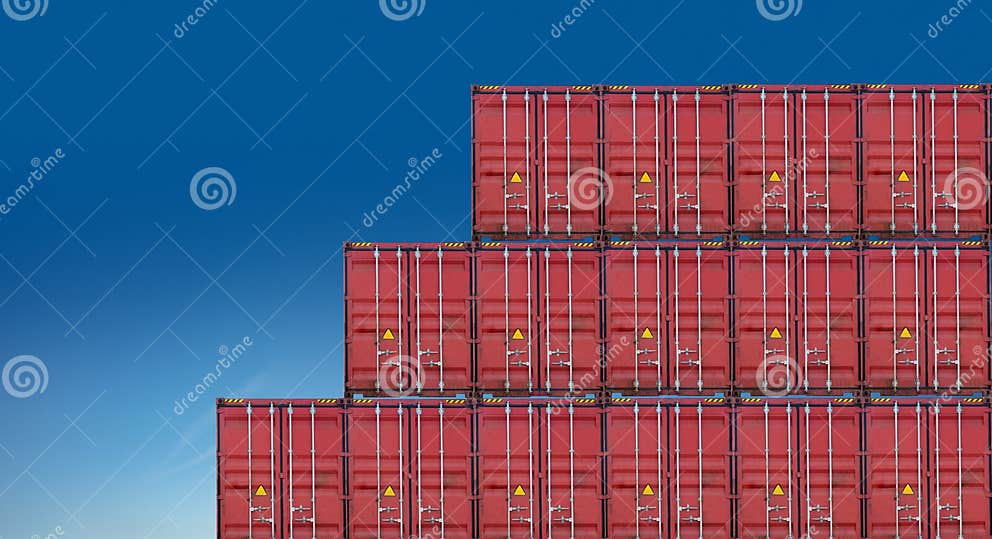 Stack of Transportation Containers Over Blue Sky Stock Photo - Image of ...
