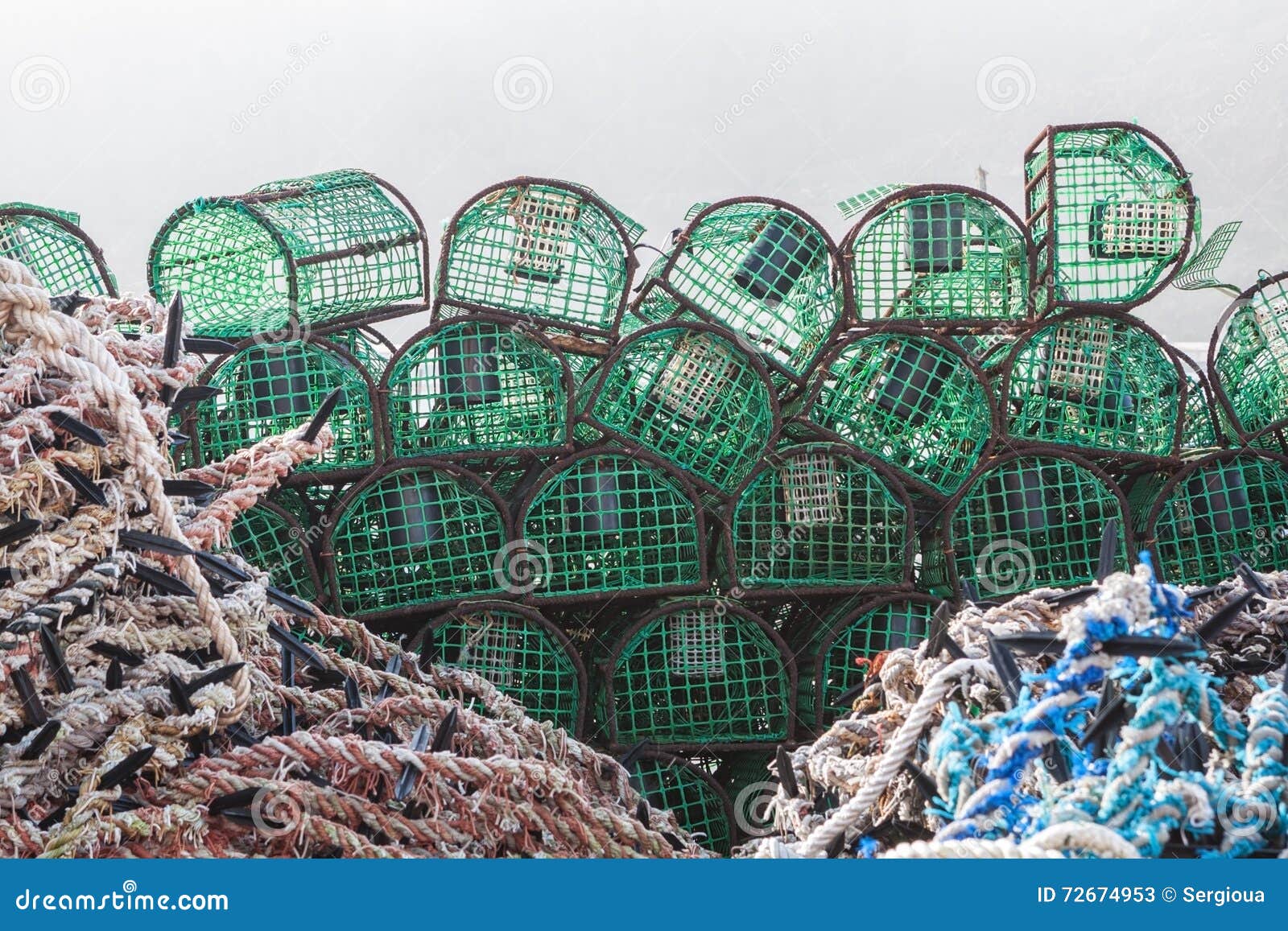 Stack of Traps for Catching Fish and Shellfish. Stock Image - Image of ...