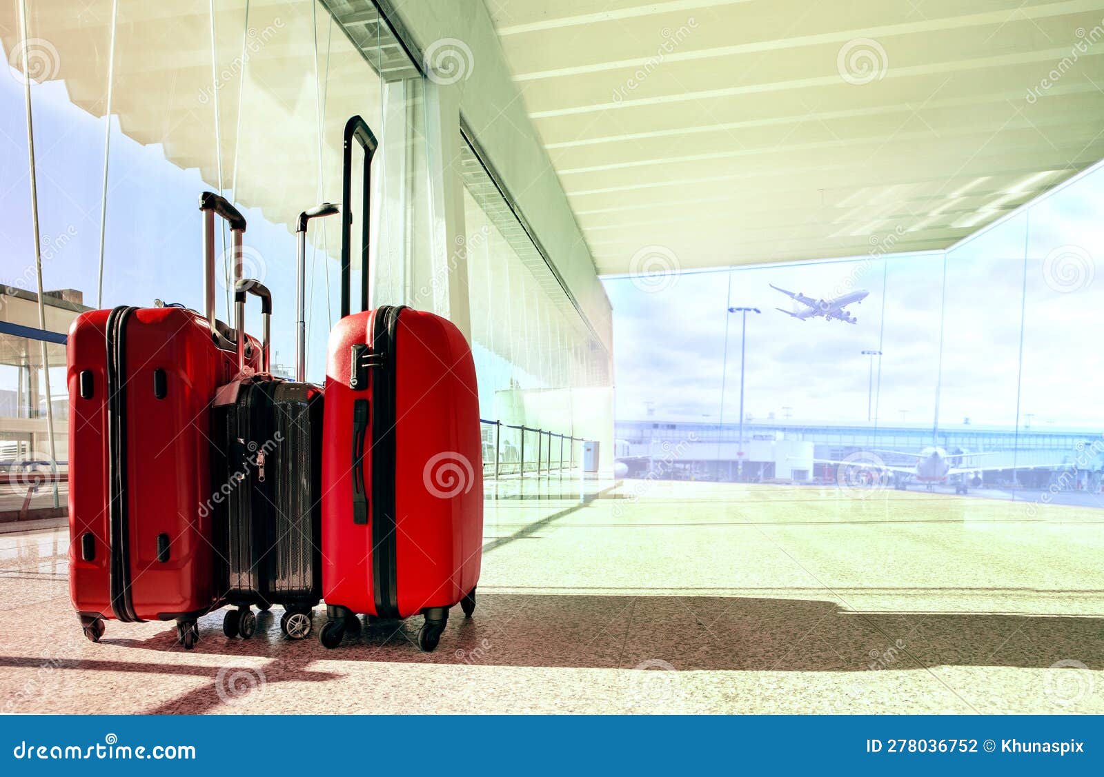 Stack of Traveling Luggage in Airport Terminal Building with Passenger ...