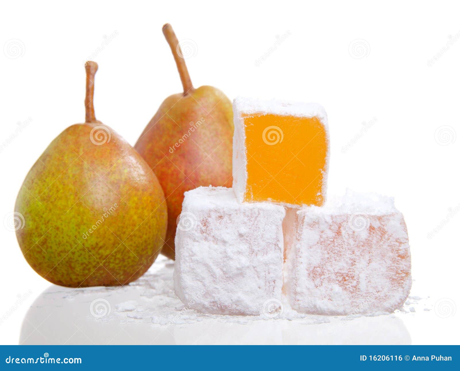 Stack of Turkish Delight with Two Pear Stock Photo - Image of food ...