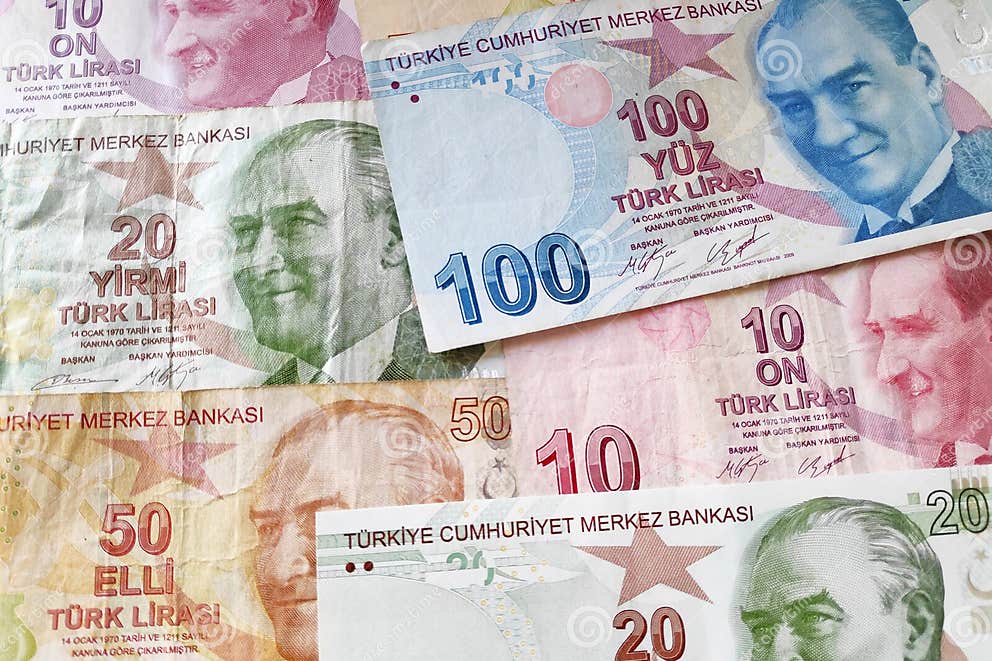 Stack of Turkish Lira Banknotes Stock Image - Image of east, wealth ...