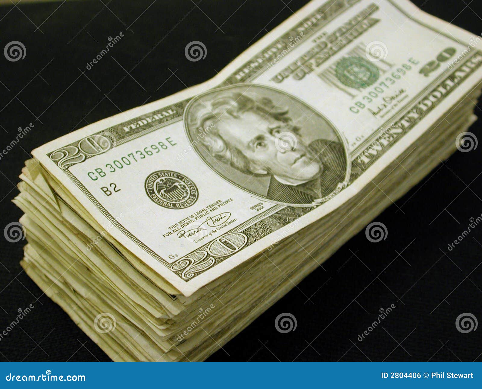 Stack Of Twenty Dollar Bills Stock Photo | CartoonDealer.com #2804406