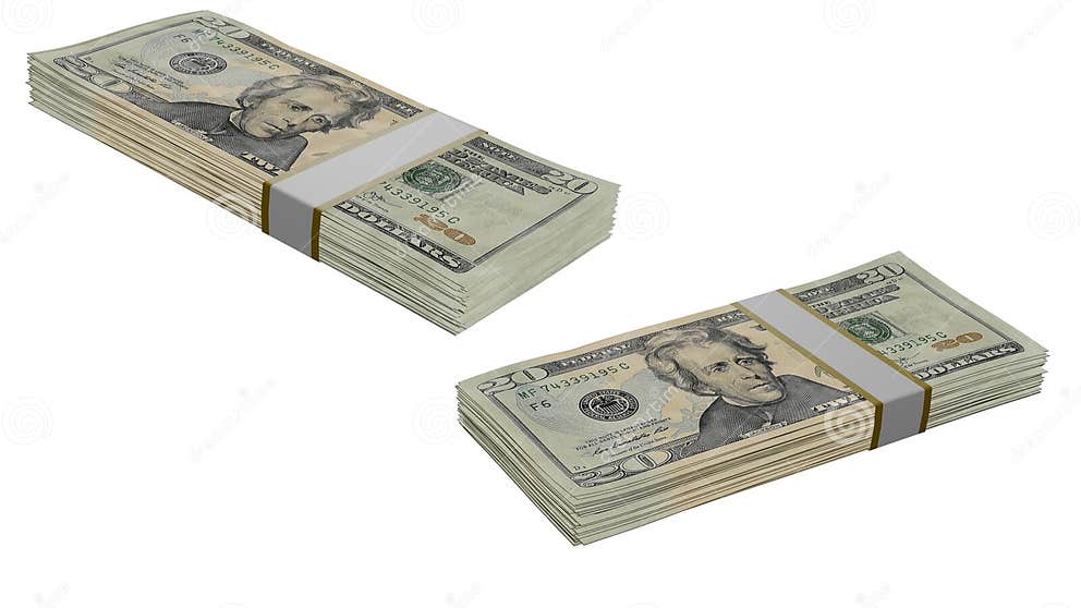 Stack of Twenty Dollar Bills on Isolated Background, Alpha Channel, Png ...