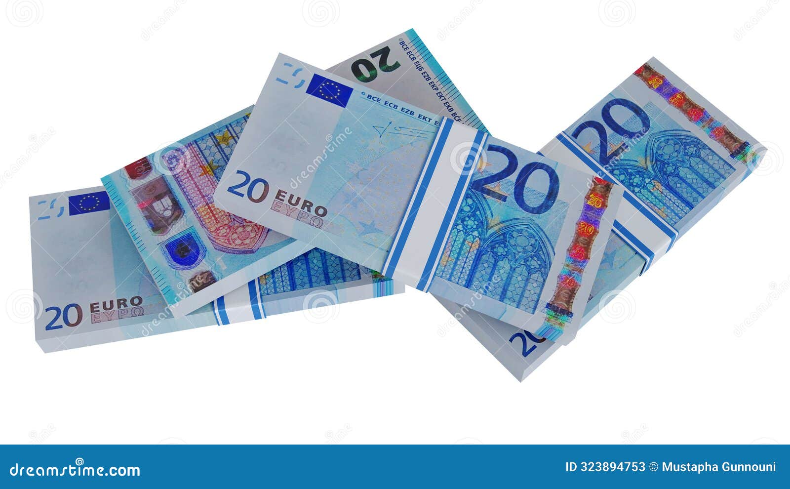 Stack of Twenty Euro Bills Isolated on White Background. Stock Image ...