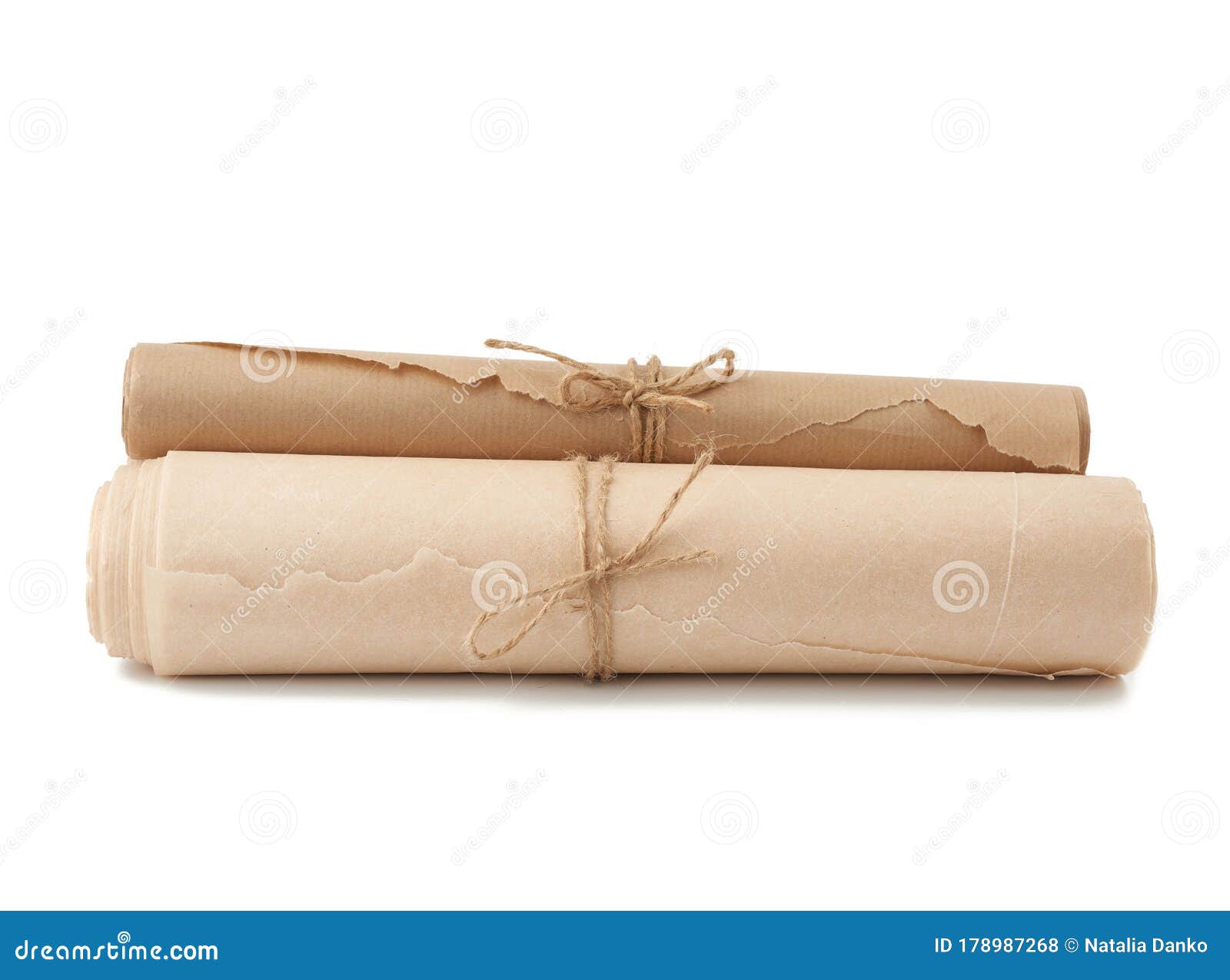 Stack of Twisted Rolls of Brown Paper Isolated on White Background ...