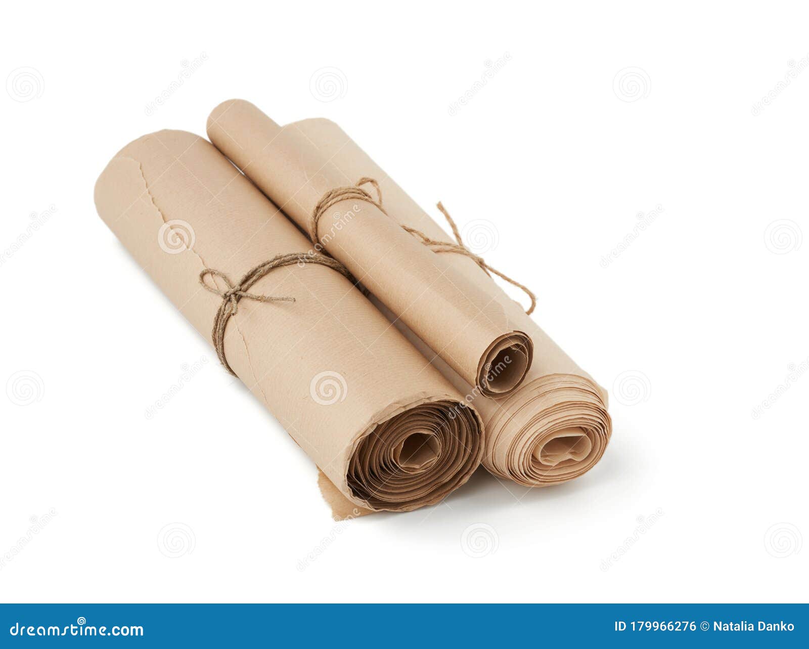 Stack of Twisted Rolls of Brown Paper Isolated on White Background ...