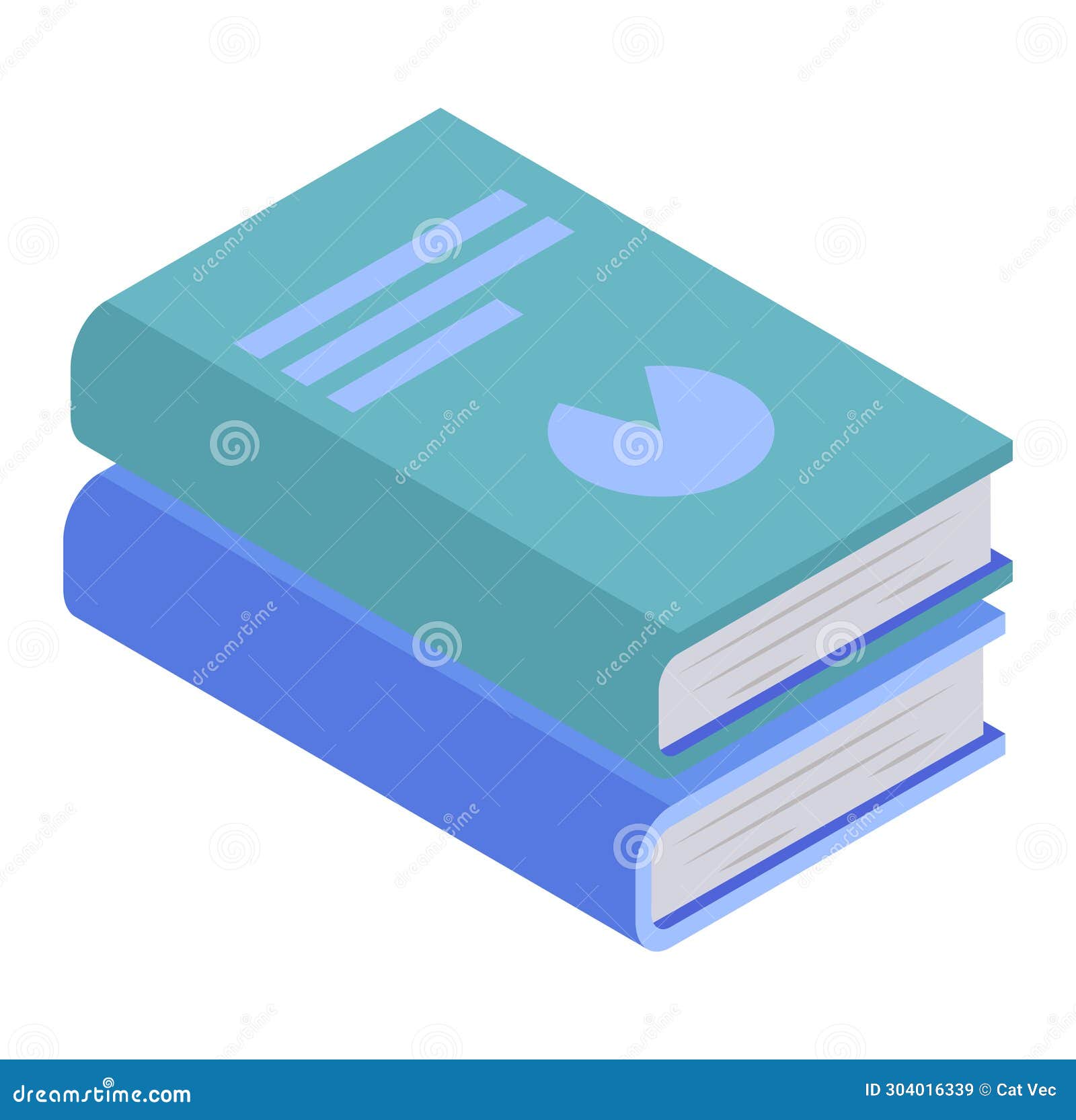 Stack of Two Books, Blue and Green Cover, Isometric Design. Educational ...