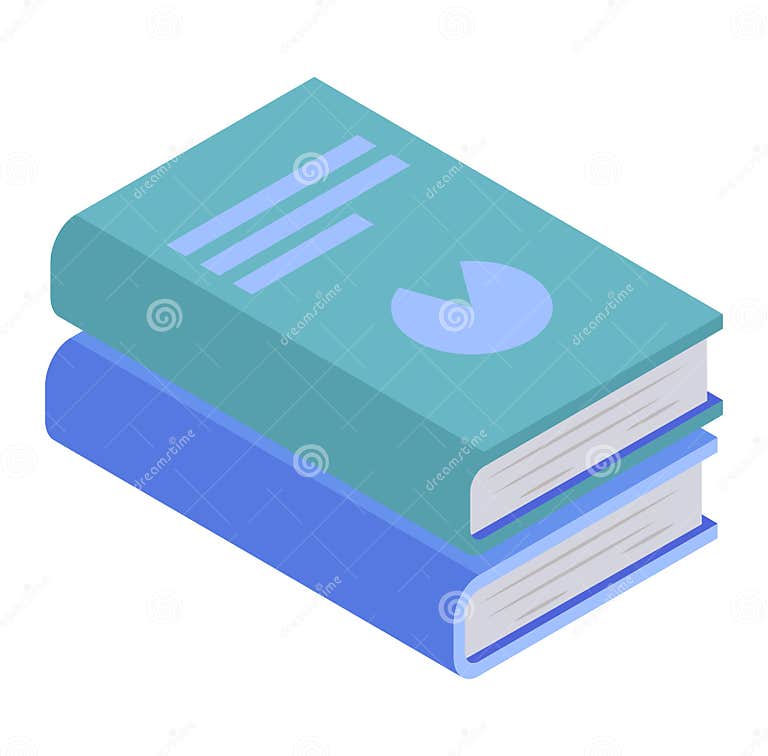 Stack of Two Books, Blue and Green Cover, Isometric Design. Educational ...