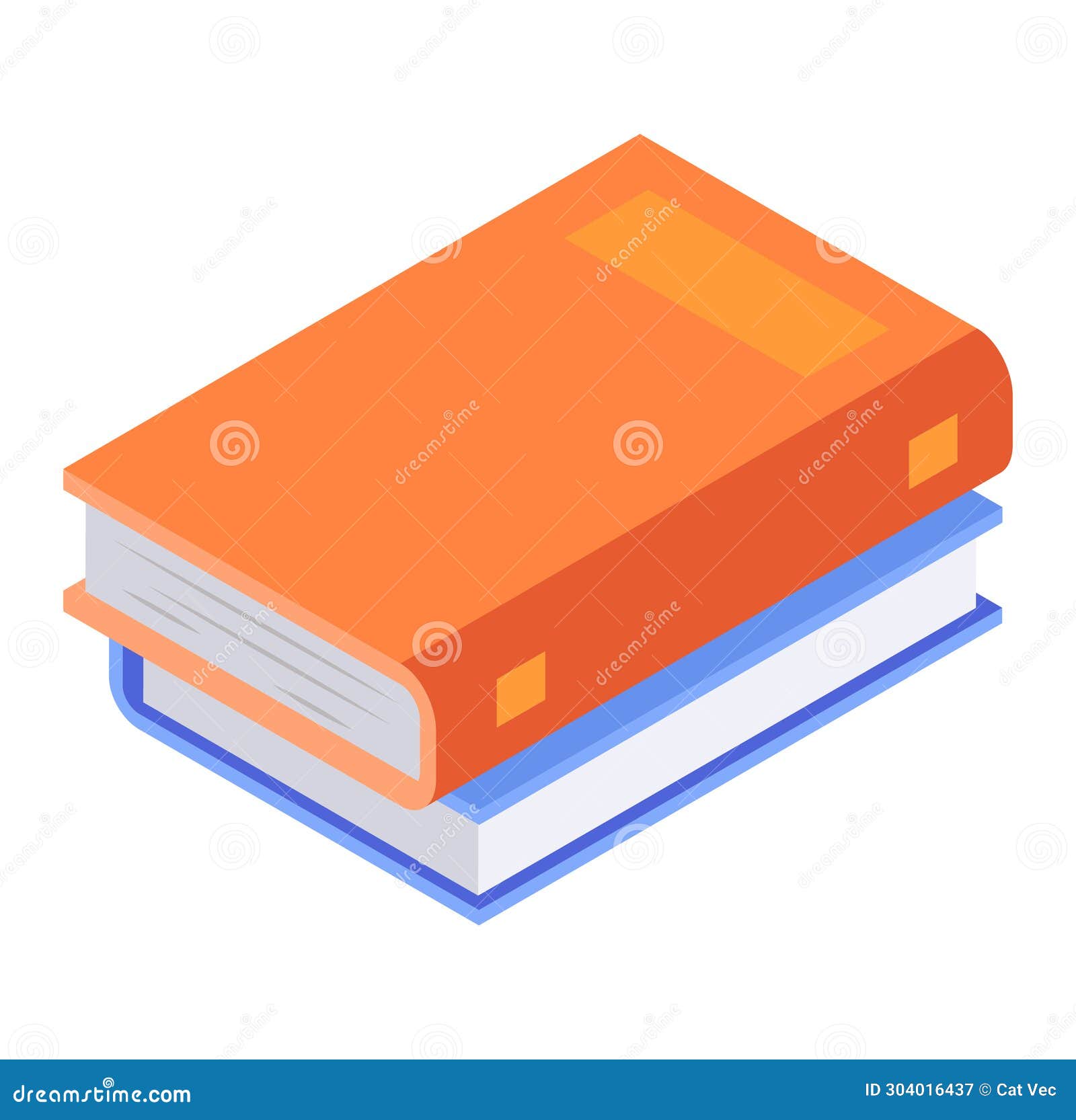 Stack of Two Books in Isometric View, One Orange and One Blue ...