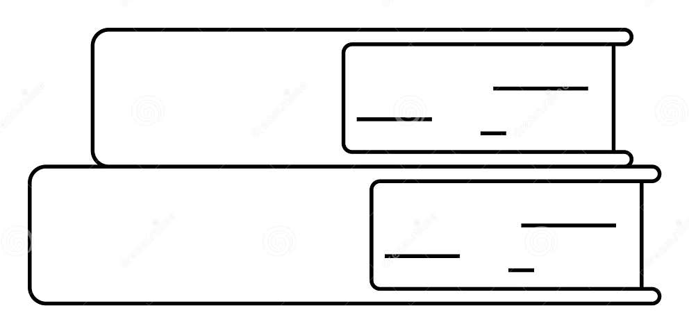 Stack of Two Books with Simple Outline in Black and White Stock ...