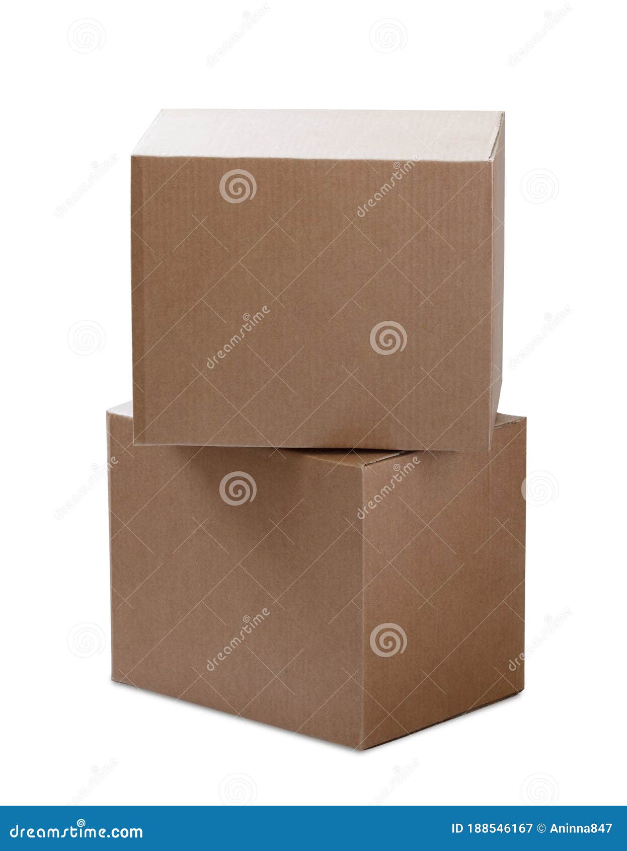 Stack of Two Cardboard Boxes Isolated on White Stock Image - Image of ...