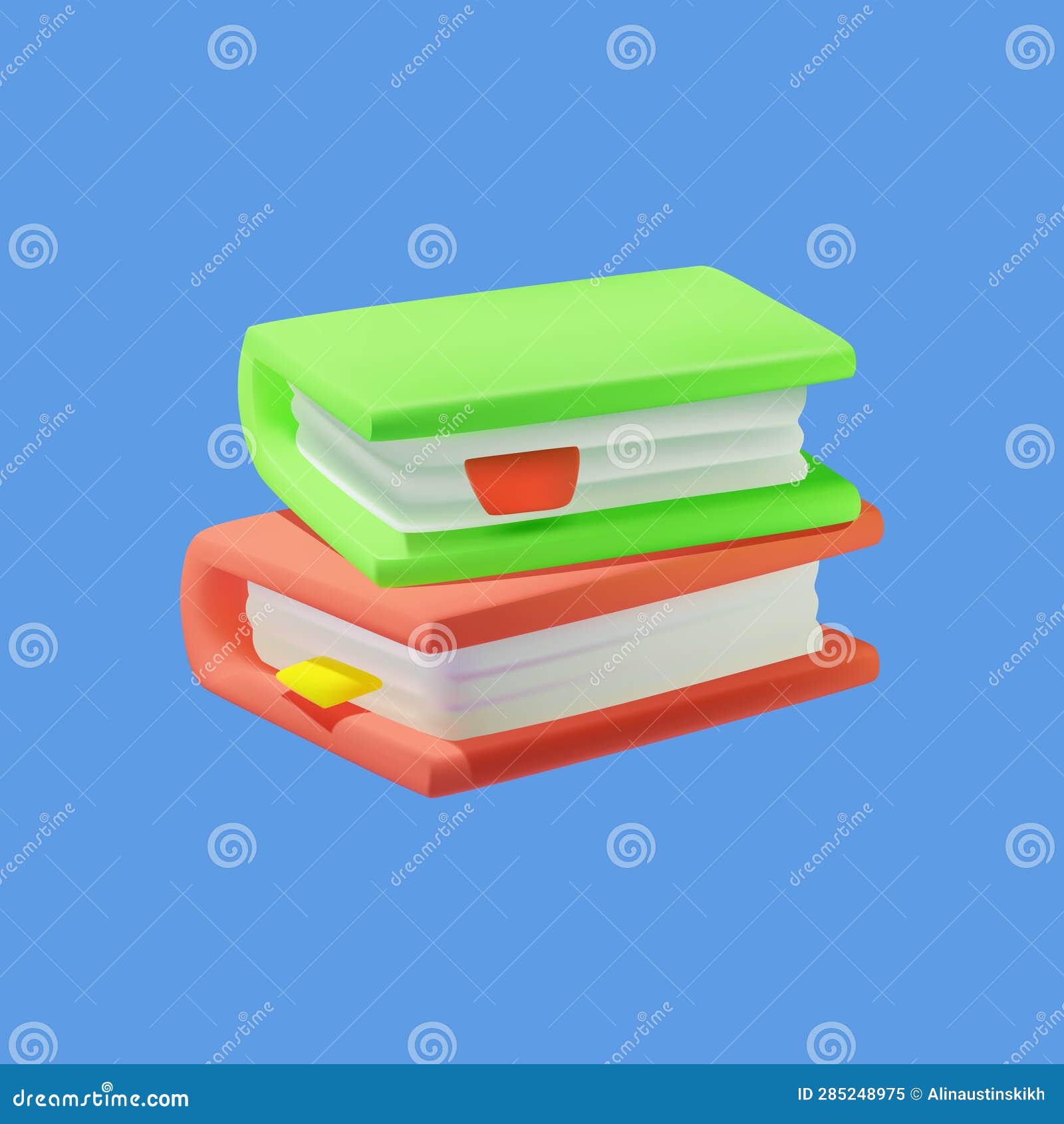 Stack of Two Closed Books, 3D Vector Icon on a Blue Background. Stock ...