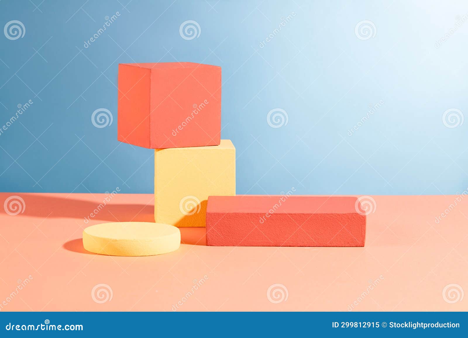 A Stack of Two Cube Podium Arranged with Round and Rectangle Podiums ...