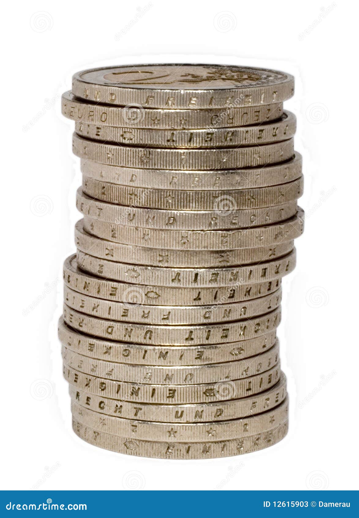 Stack of two Euro Coins stock image. Image of stack, consumerism - 12615903