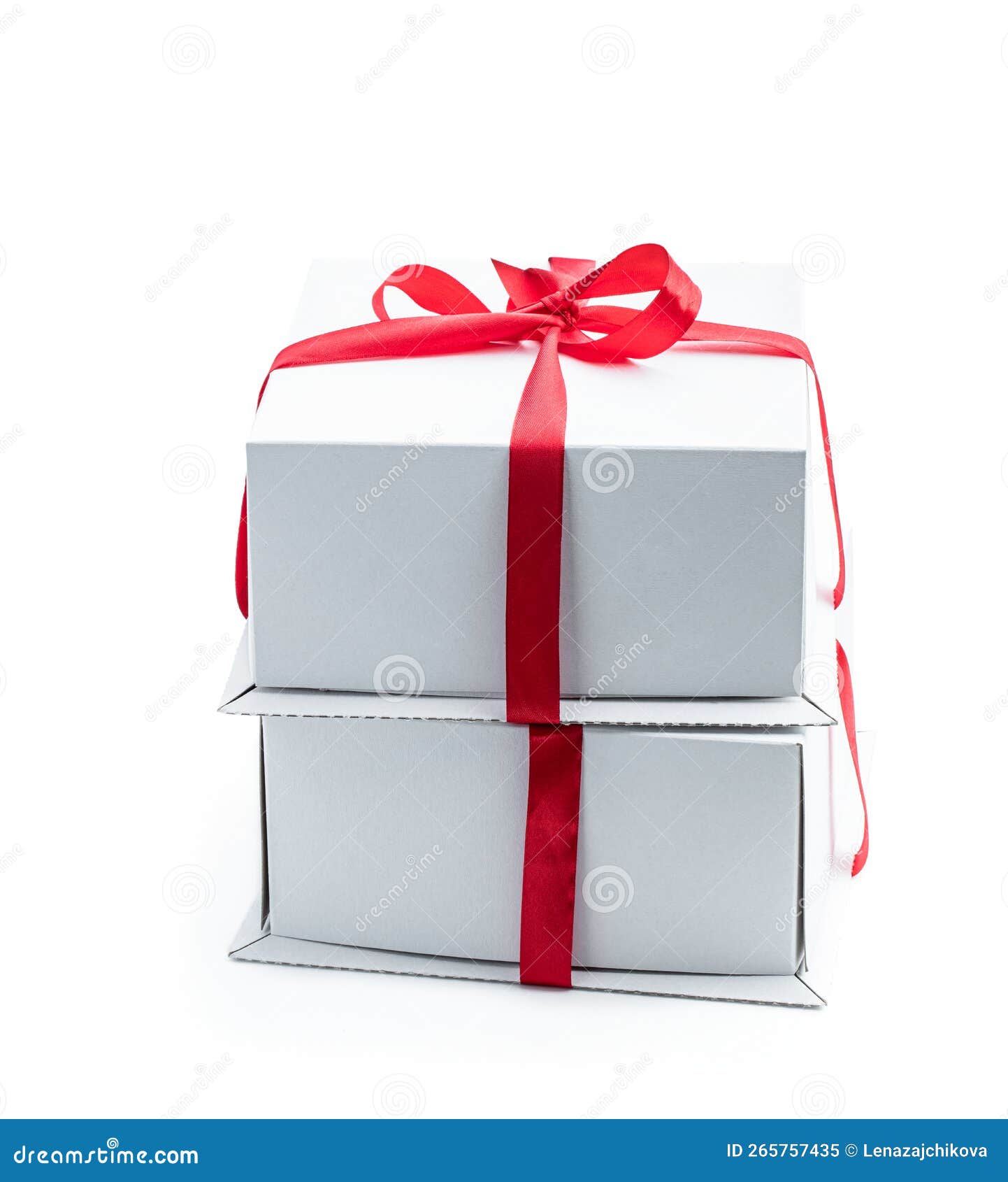 Stack of Two Gift Boxes Wrapped with Red Ribbon Isolated on White Stock ...