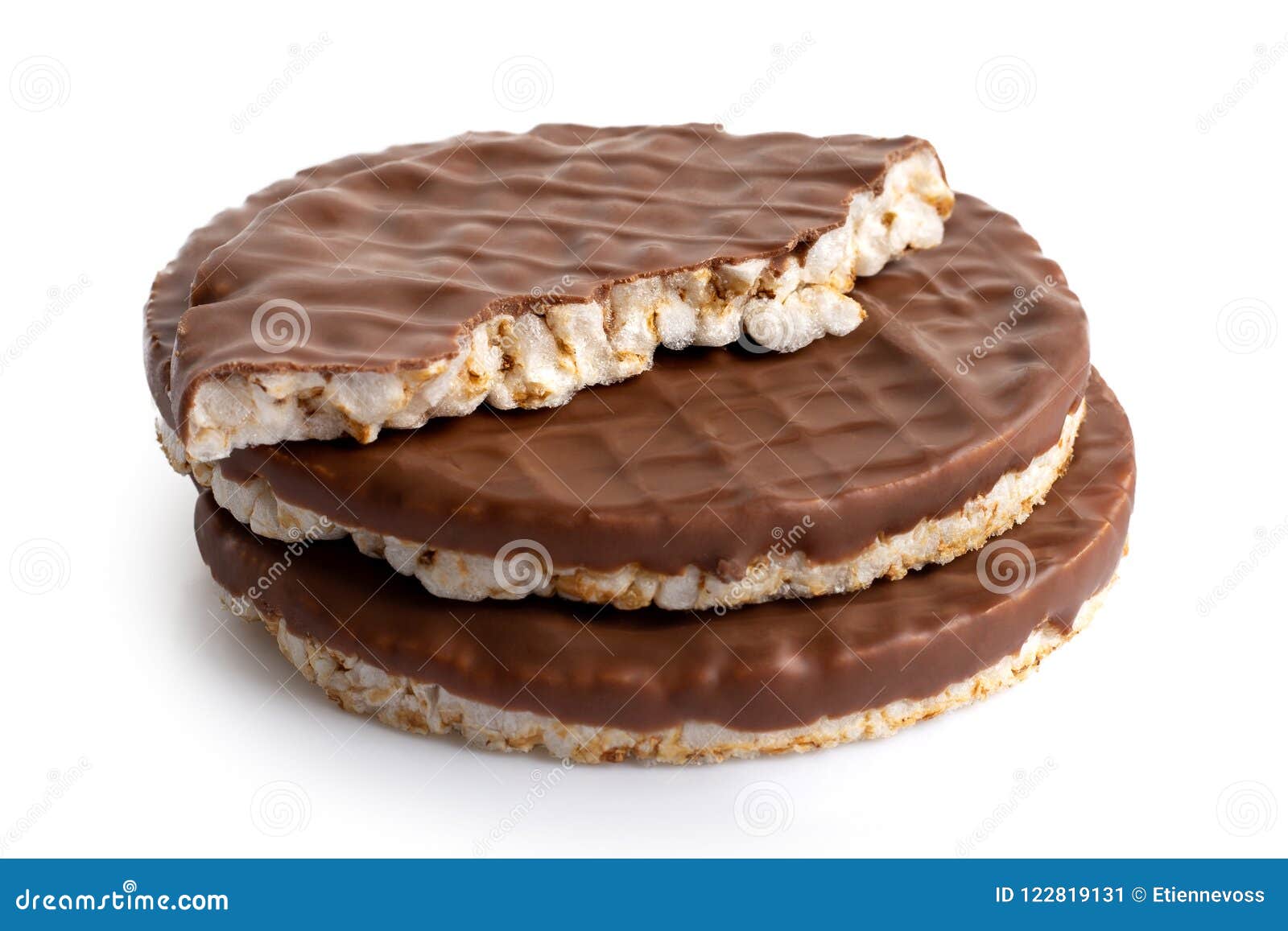 Stack of Two and Half Chocolate Rice Cakes Isolated on White. Stock ...