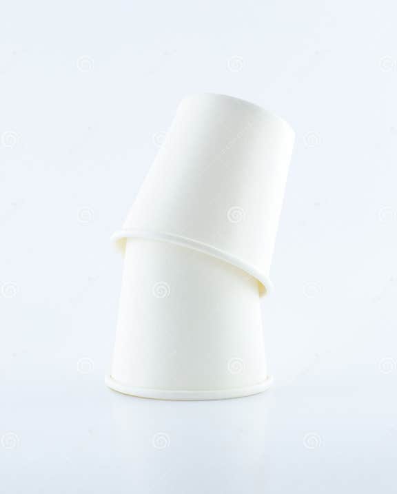 Stack of Two Paper Cups Upside-down on White Background Stock Image ...