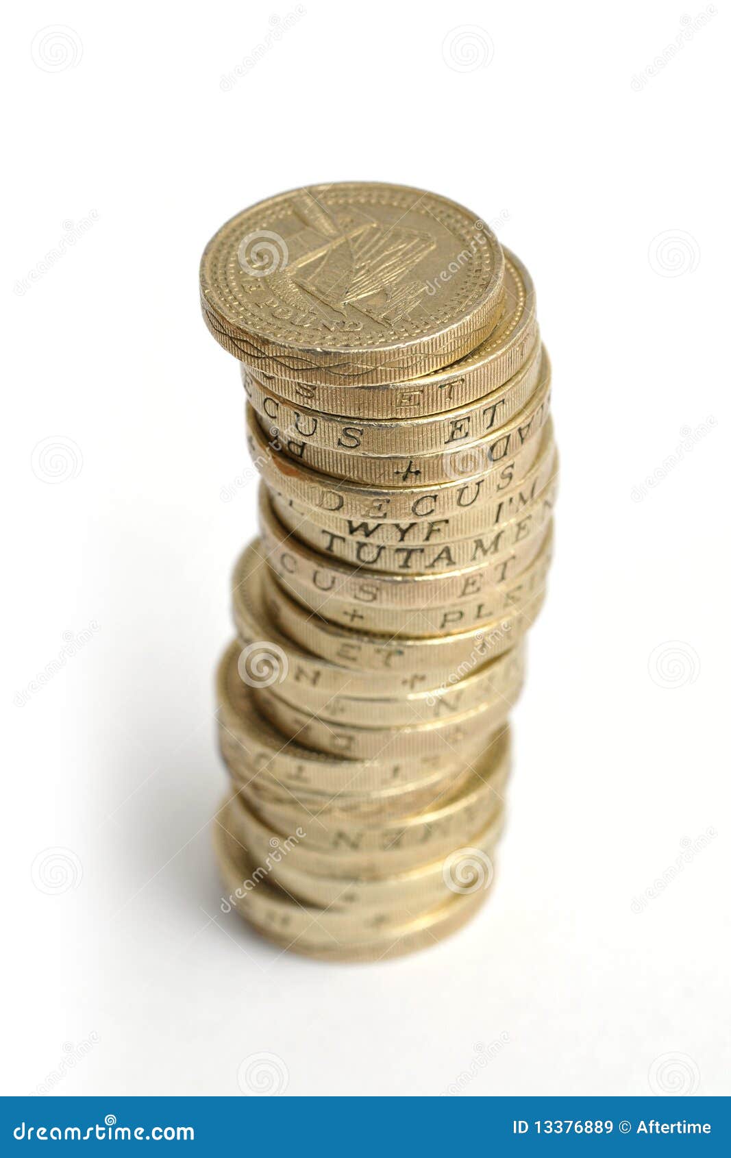 Stack of UK Â£1 Coins stock image. Image of values, rich - 13376889