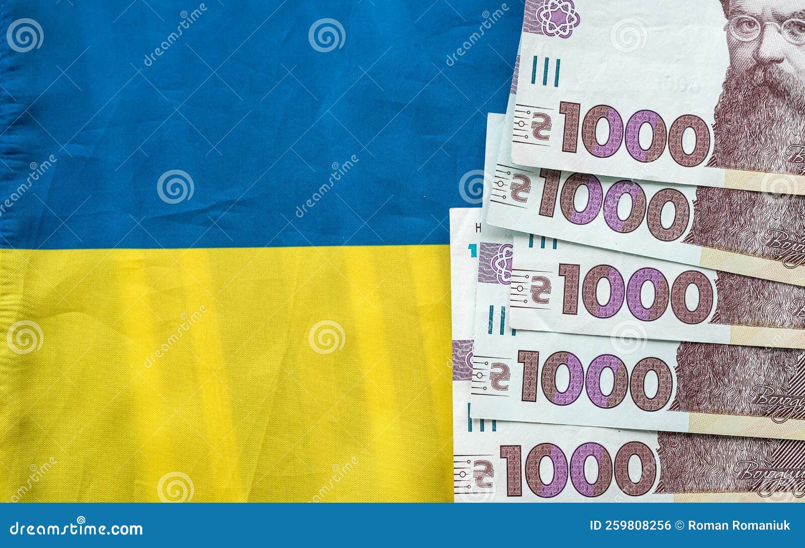 Stack of Ukrainian Hryvnia Banknotes on the Background of the Ukrainian ...