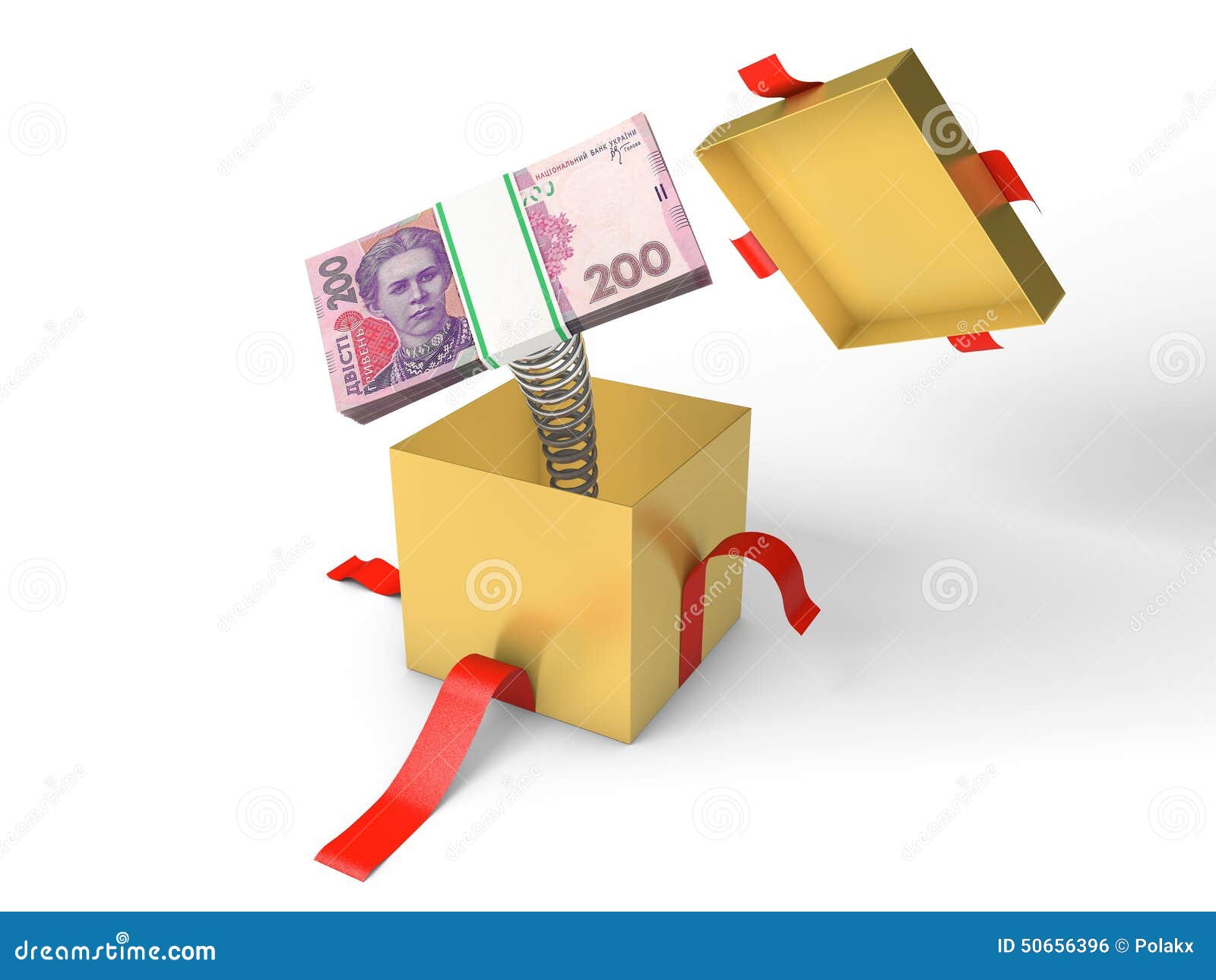 The Stack of Ukrainian Money Jumps Out of a Gift Box on a Spring Stock ...
