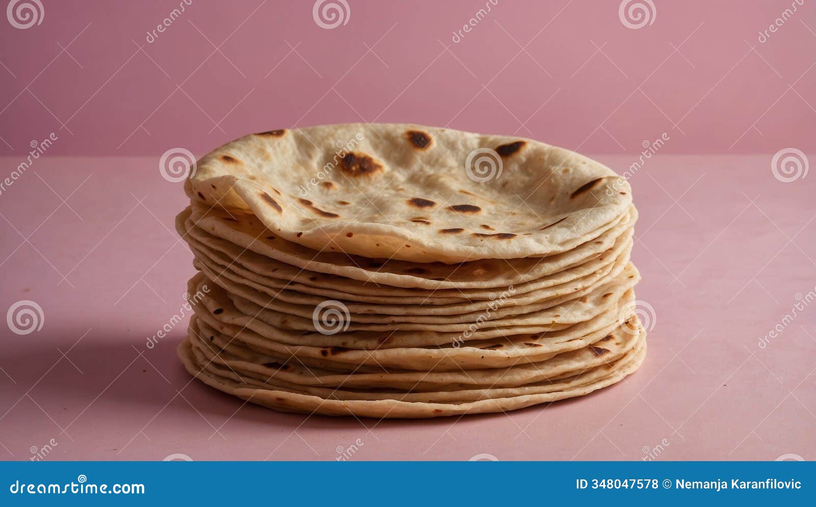 Indian Bread Roti Or Chapati With Wheat Ears On Tabletop Background ...