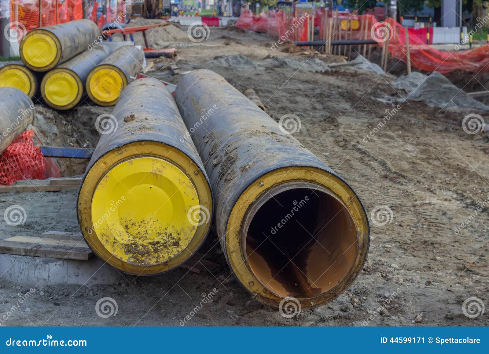 Stack of Underground Insulated Pipes for Heat System Stock Image ...