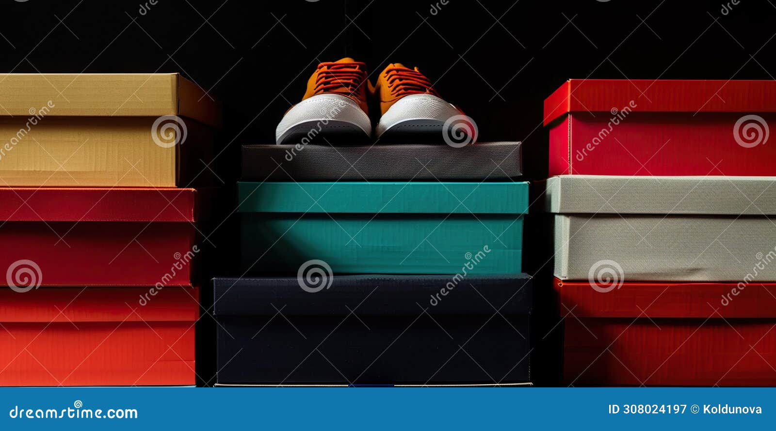 Stack of Unevenly Folded Shoe Boxes , Concept of Organization Stock ...