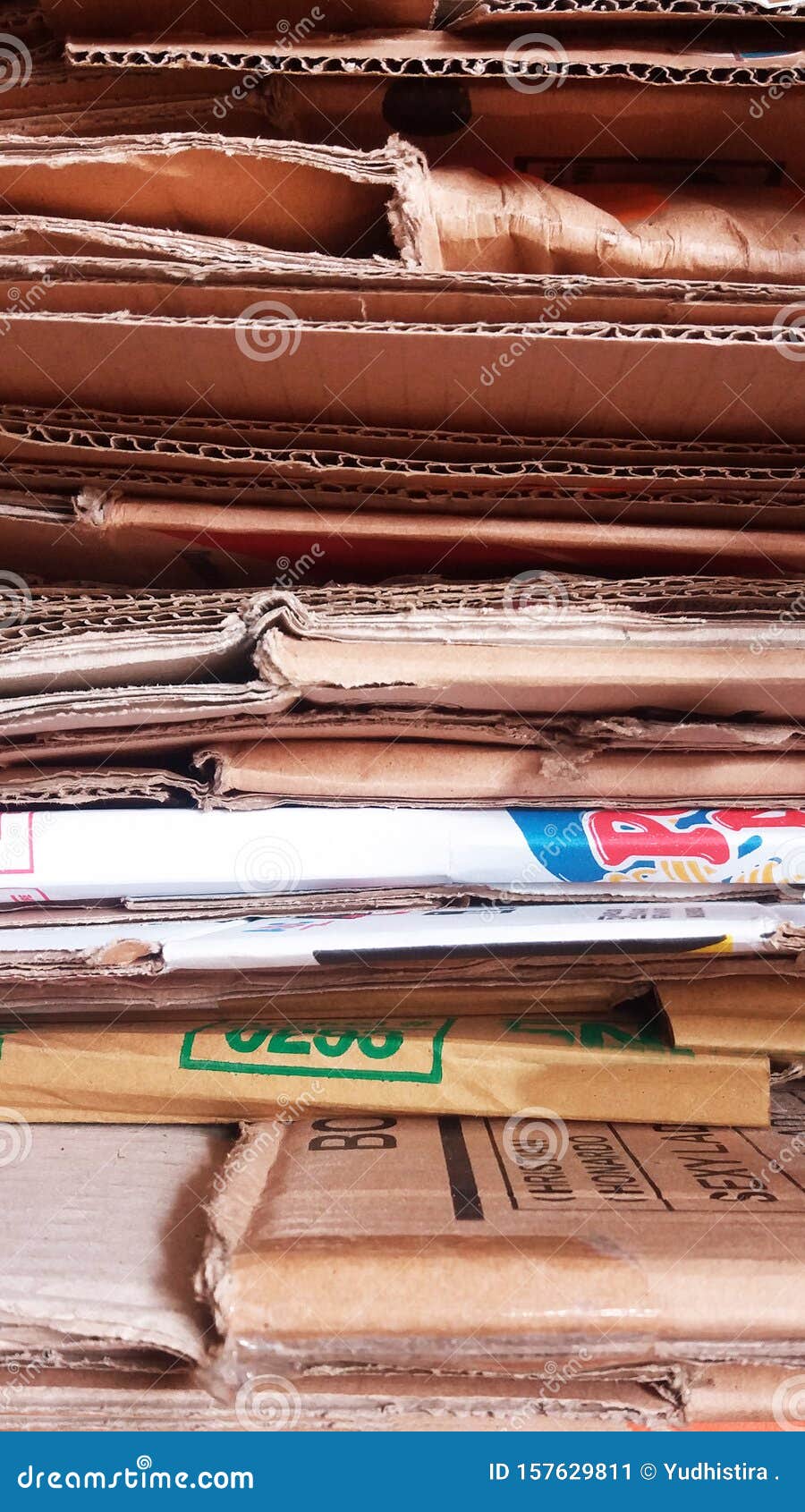 Stack of Unfolded Brown Paper Box Editorial Photo - Image of floor ...