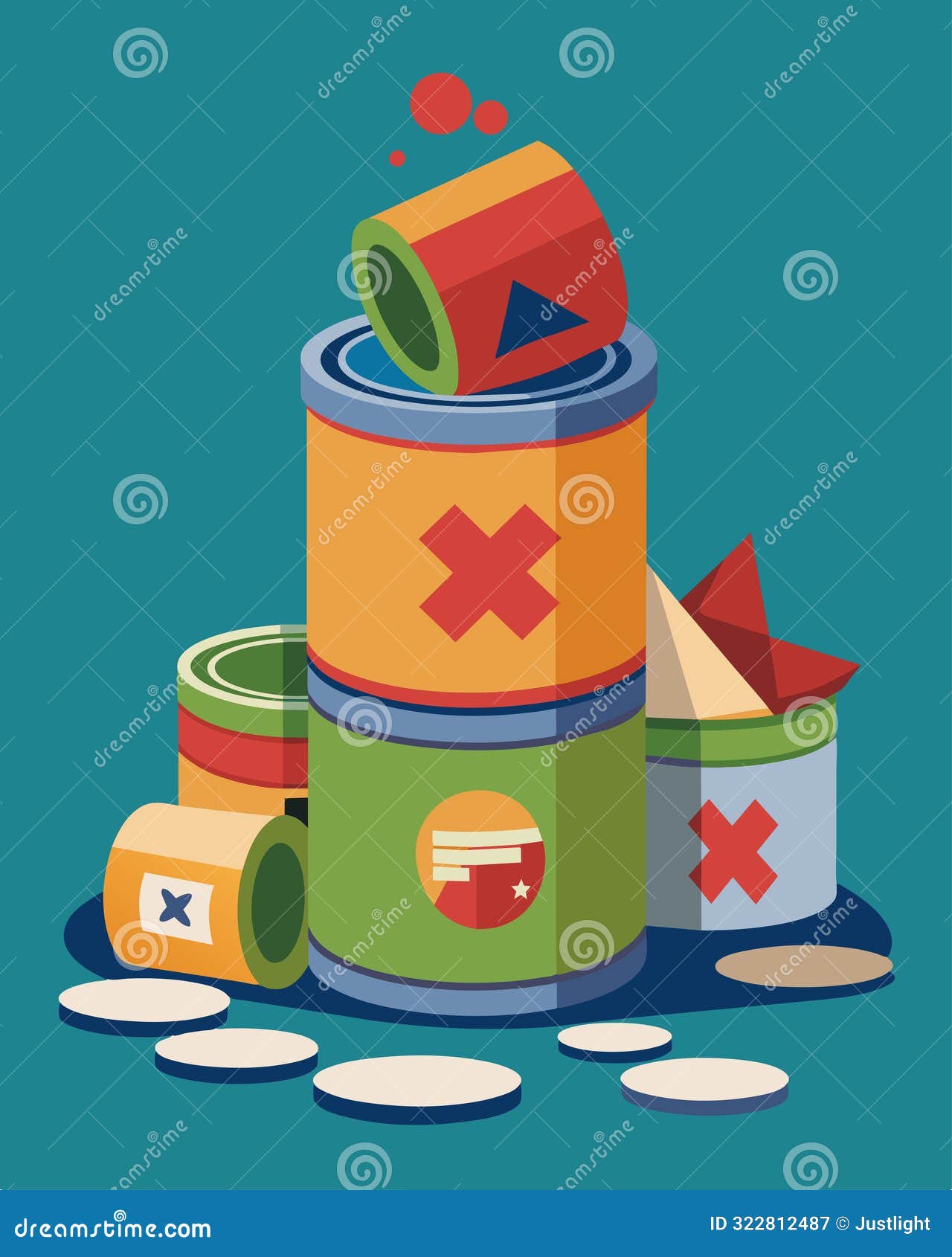 A Stack Of Cans Is Shown In This Image, With The Tallest Can At The Top ...