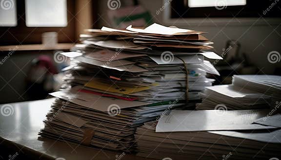A Stack of Unsorted Mail on a Table. Generative AI Stock Illustration ...