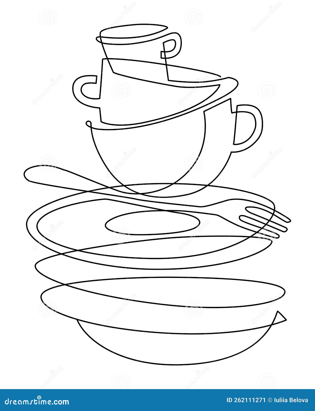 Stack of Unwashed Dishes. Still Life on the Kitchen Table. Continuous ...