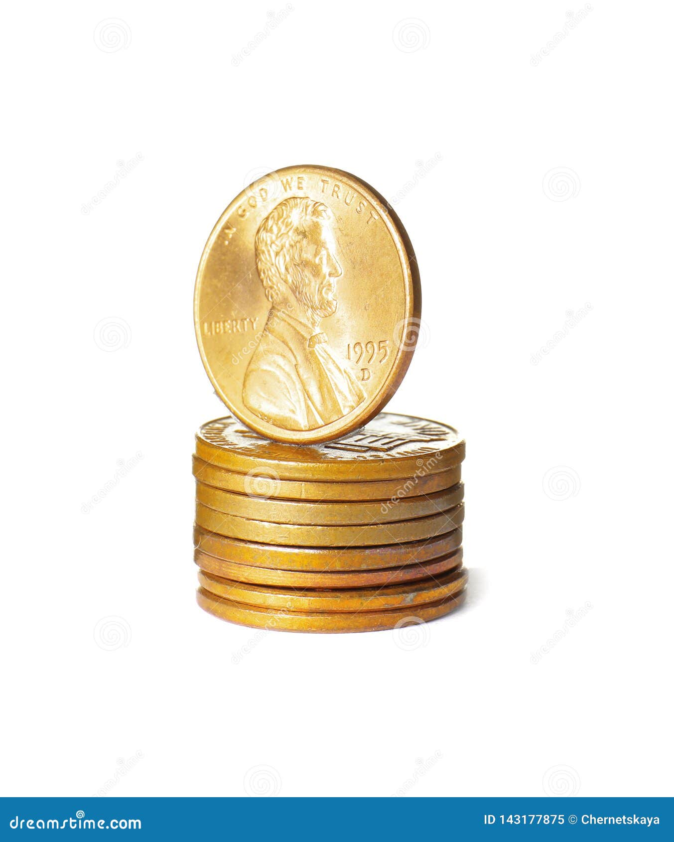 Stack of US coins isolated stock image. Image of business - 143177875