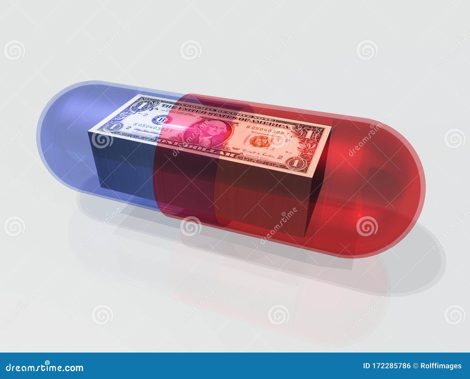 Inside Of Capsule Extracted Out. 3D Illustration Isolated On White ...