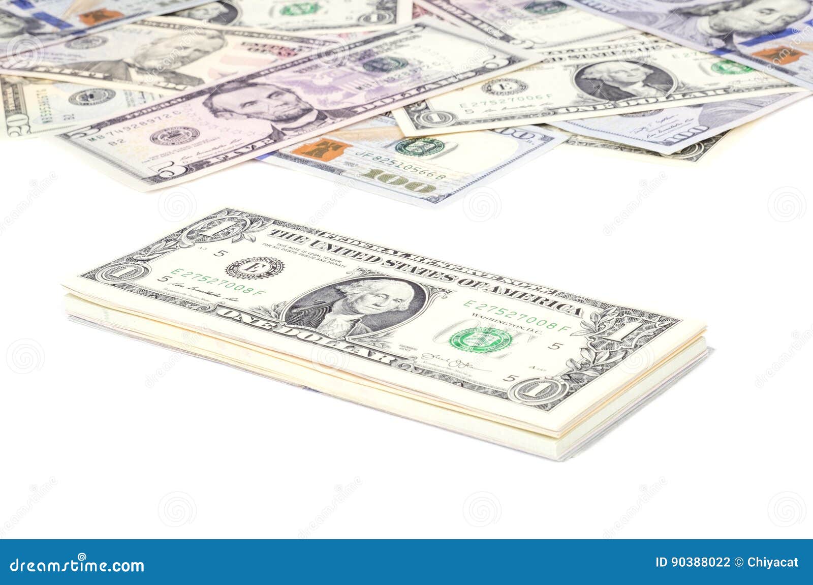 Stack of US Dollar Bills with 1 Dollar on Top 2 Stock Photo - Image of ...