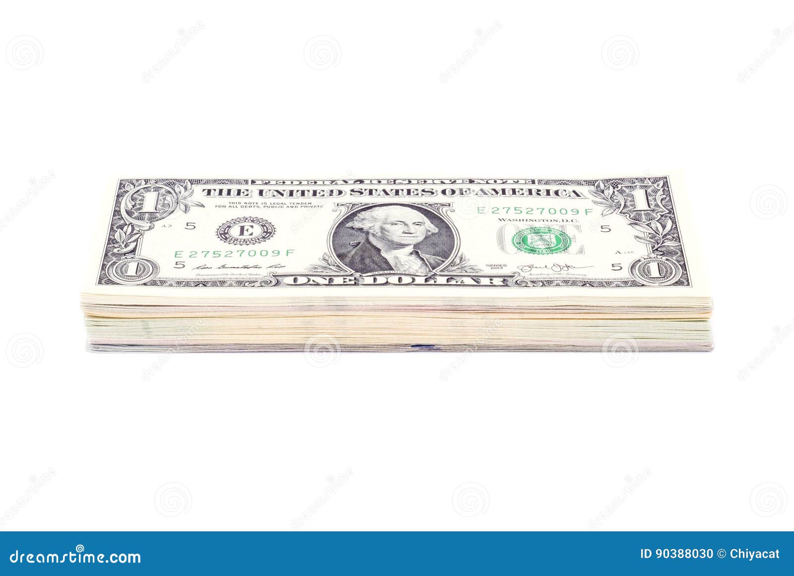 Stack of US Dollar Bills with 1 Dollar on Top Stock Photo - Image of ...