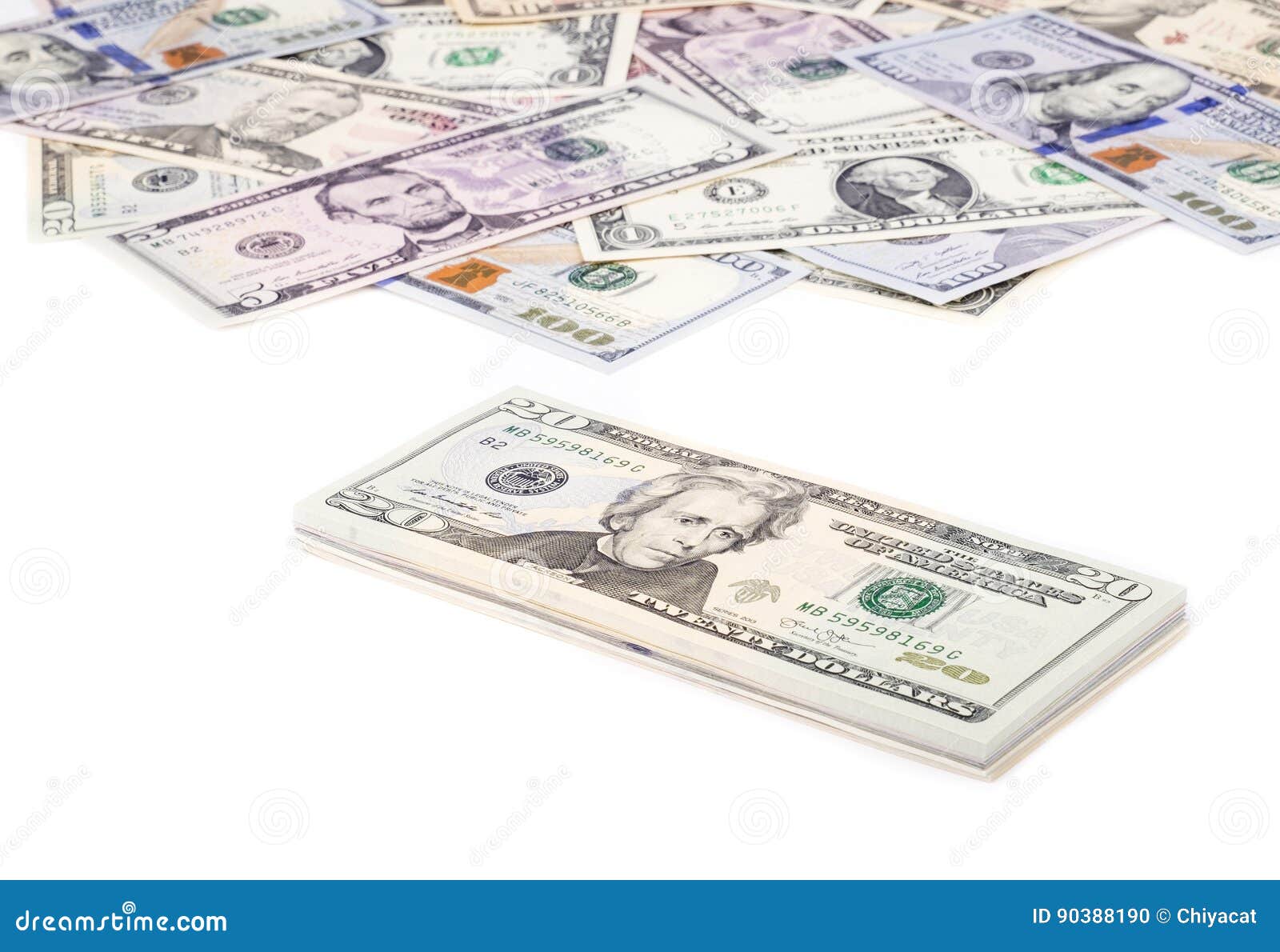 Stack of US Dollar Bills with 20 Dollars on Top 2 Stock Photo - Image ...