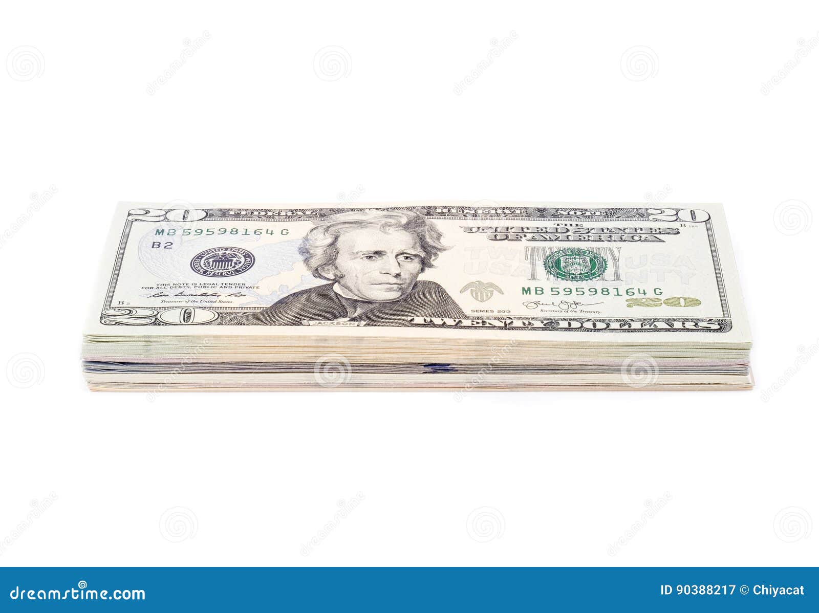 Stack of US Dollar Bills with 20 Dollars on Top Stock Image - Image of ...