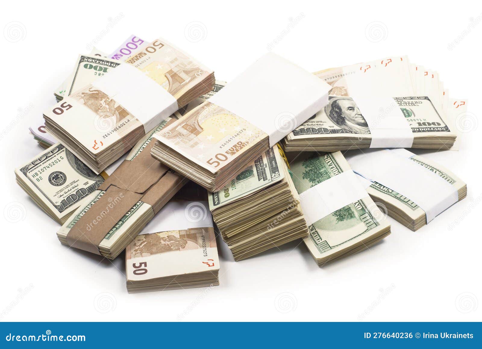 Stack of US Dollar Notes. Bundles of United States Currency Notes ...