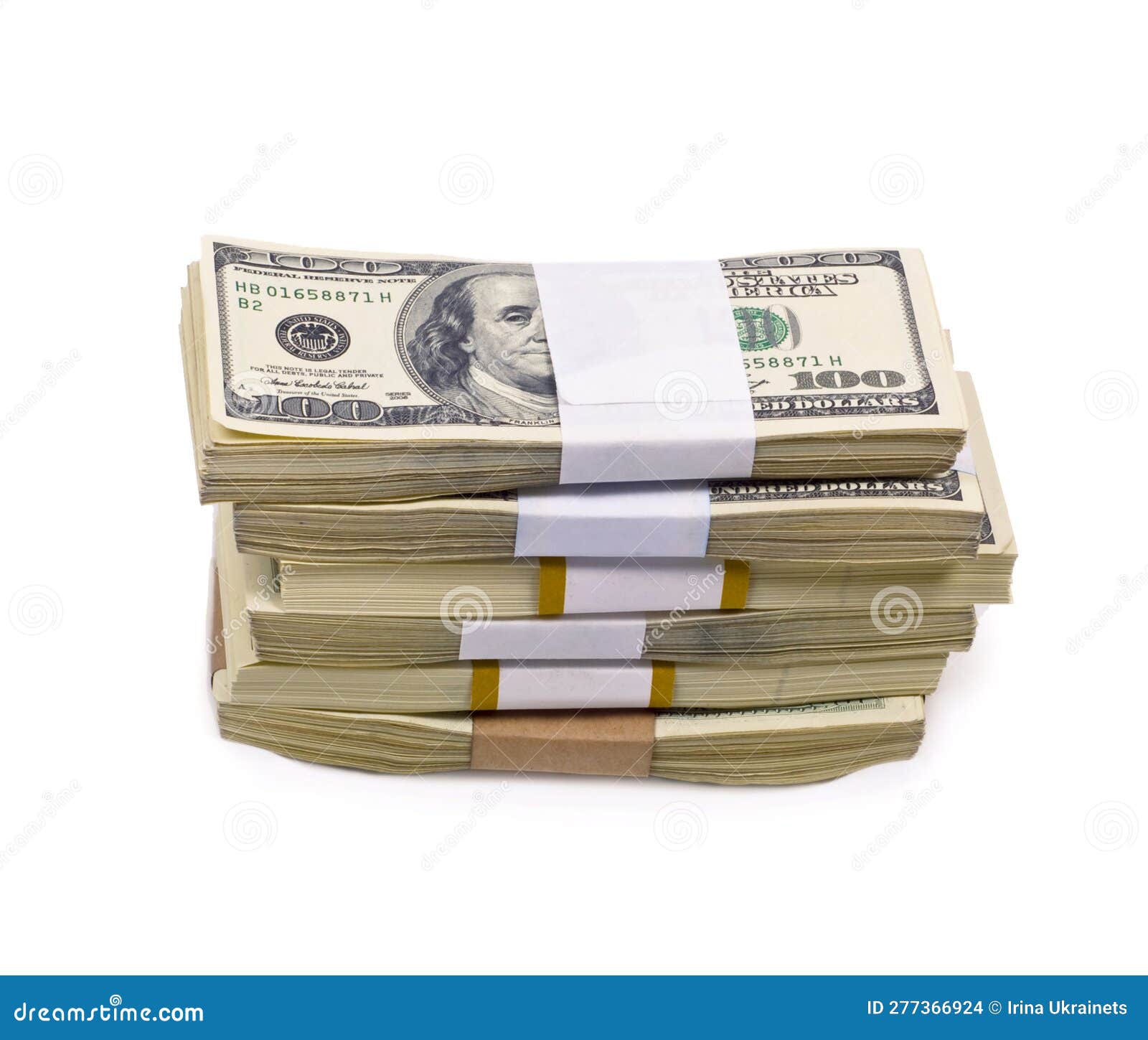 Stack of 100 US Dollar Notes. Bundles of United States Currency Notes ...