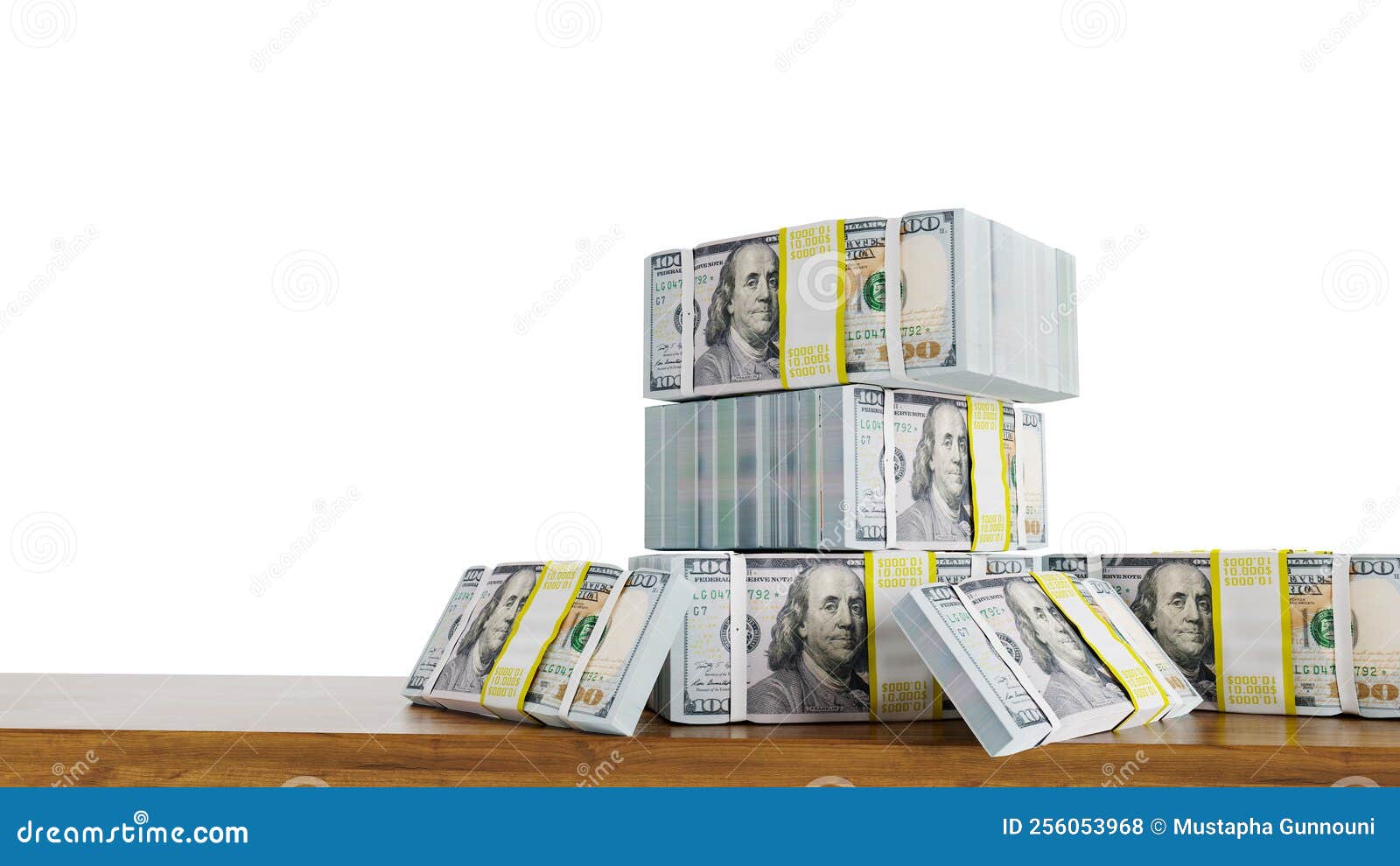 Stack Of 100 US Dollar Notes Isolated On White Background, Stack Of ...