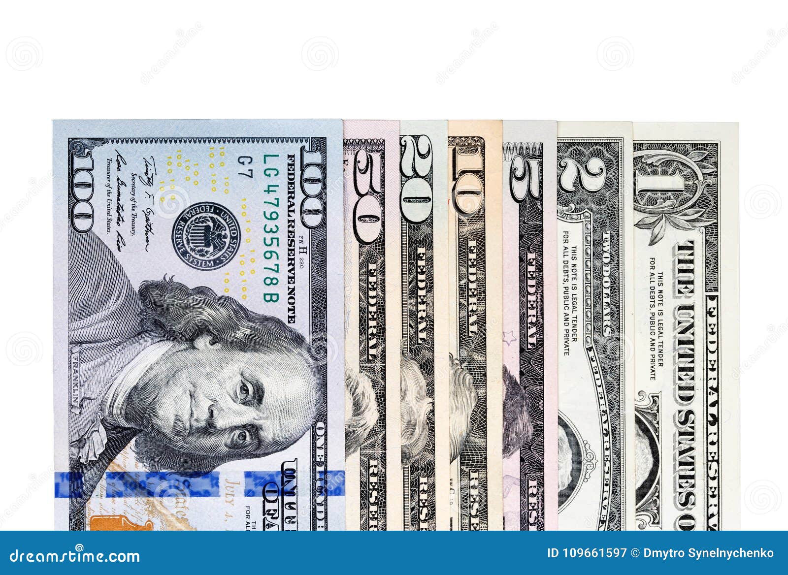 Stack of US Dollars Backround. Notes Face Value of All US Dollar Stock ...