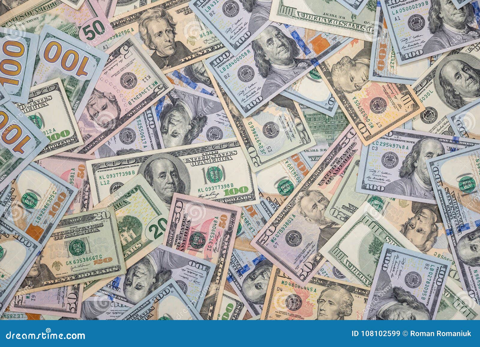 Stack of US Dollars in Cash Stock Image - Image of paper, green: 108102599