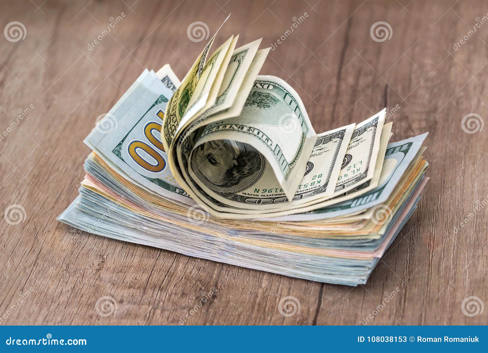 Stack of US Dollars in Cash Stock Image - Image of piles, bundle: 108038153