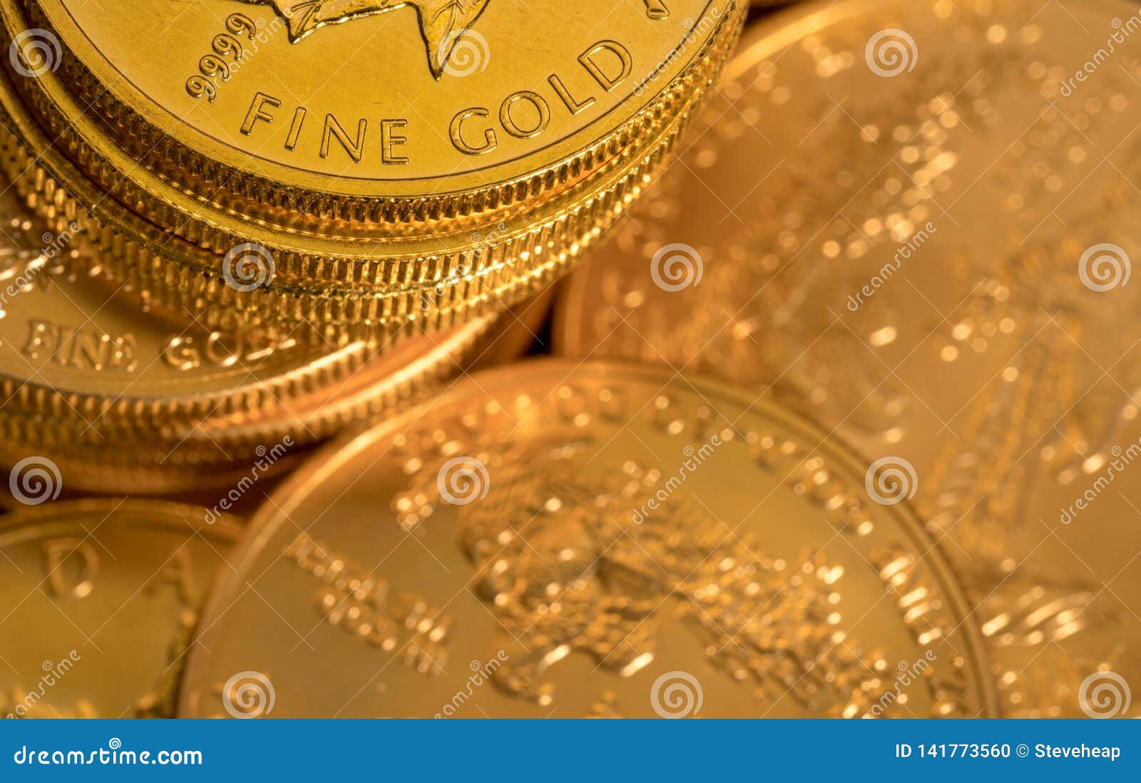 Stack of US Treasury Gold Eagle One Ounce Coins Stock Photo - Image of ...