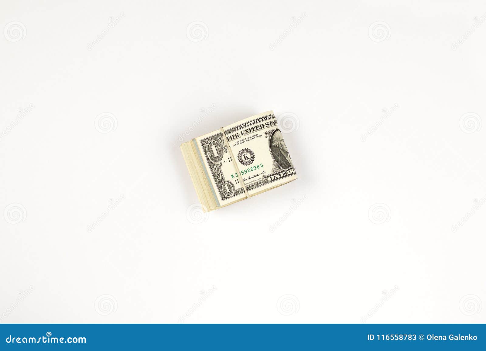 Stack of USA 1 Dollars Isolated on White Background. Stock Image ...